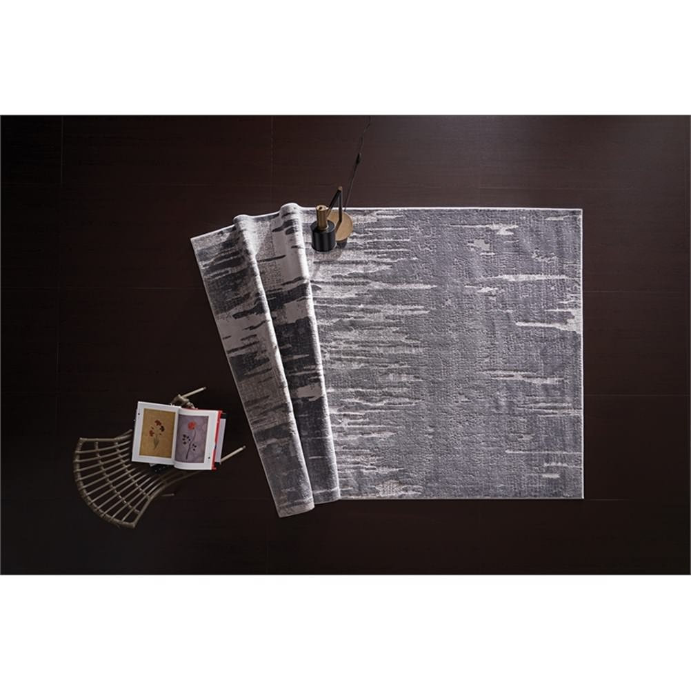 Enza Home Bled 60" x 96" Contemporary Fabric Rug in Gray Finish ...