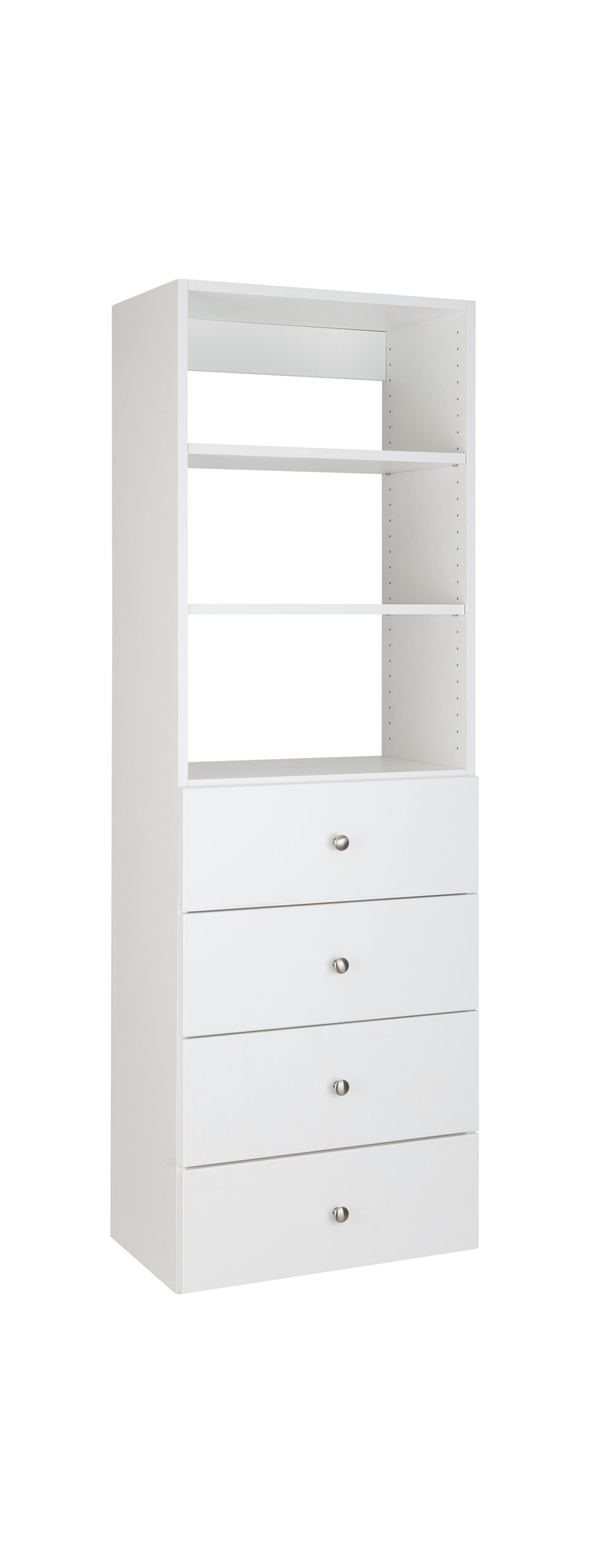 Modular Closets Shelf Tower Closet Organizer Unit With 4 Drawers 19.5 ...