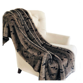 Plutus 36" x 60" Gunmetal Tissavel Faux Fur Luxury Throw in Gray Tones ...