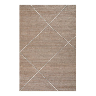Parallel Lines Natural With Ivory Wool Stripe Rug, 5'x7' - Scandinavian ...