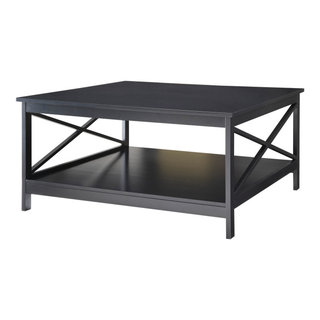 Oxford 36 Inch Square Coffee Table With Shelf - Transitional - Coffee ...