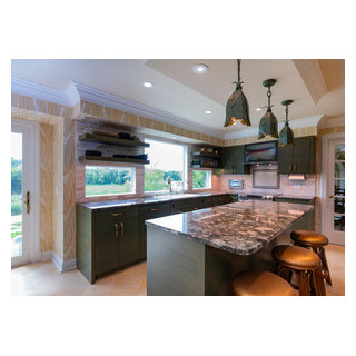 Modern Kitchen with Horizontal Grain Green Cabinets - Modern - Kitchen ...