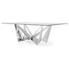 Modern Serra 94 Inch Dining Table Clear Glass Polished Stainless Steel ...