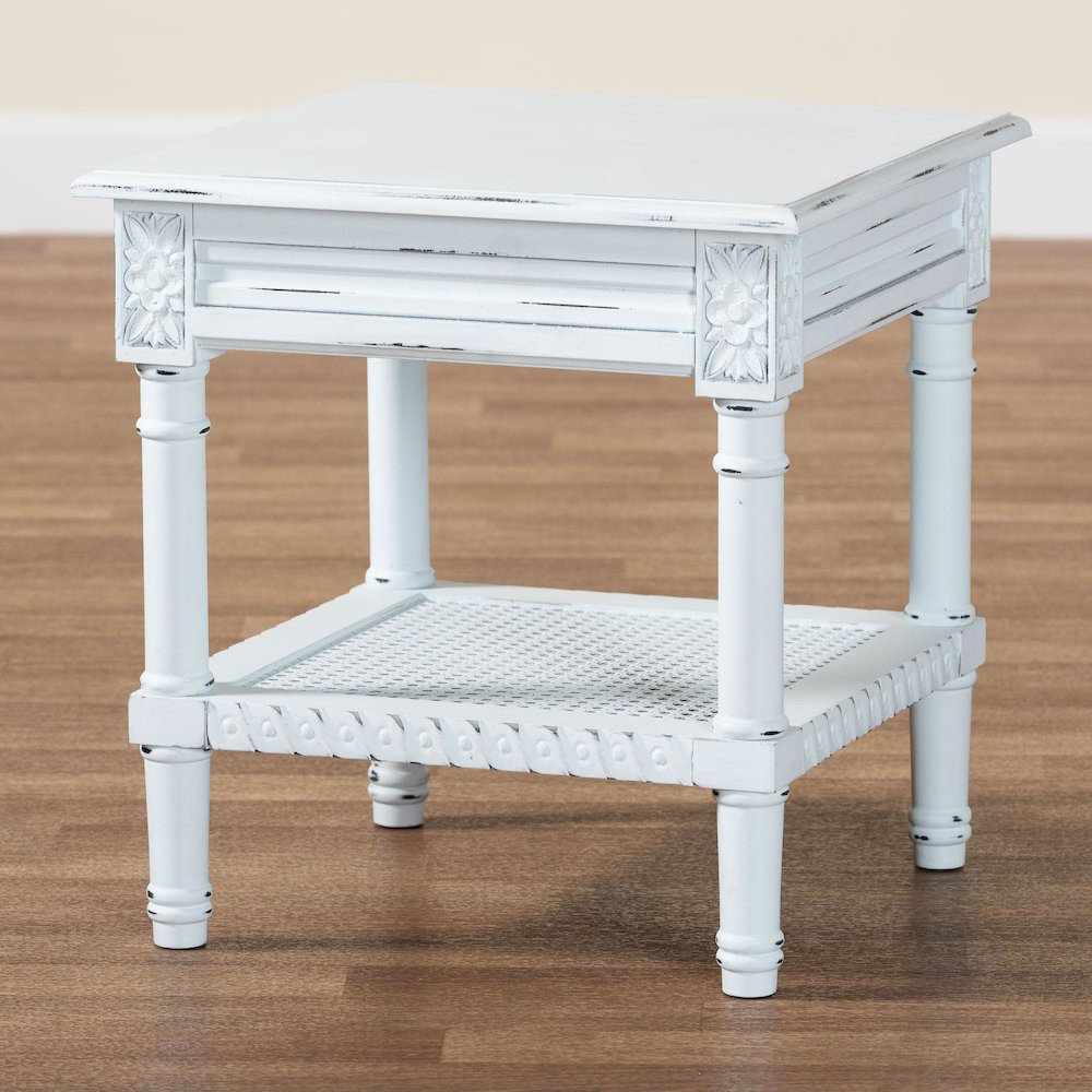 Jeanne Vintage Traditional White Wood End Table - Industrial - Dining ...