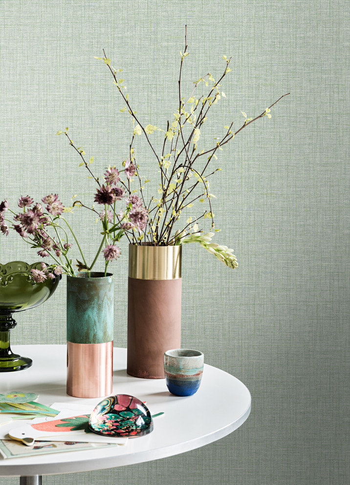 Lanister Green Texture Wallpaper Sample, Swatch - Contemporary - Wallpaper - by Brewster Home ...