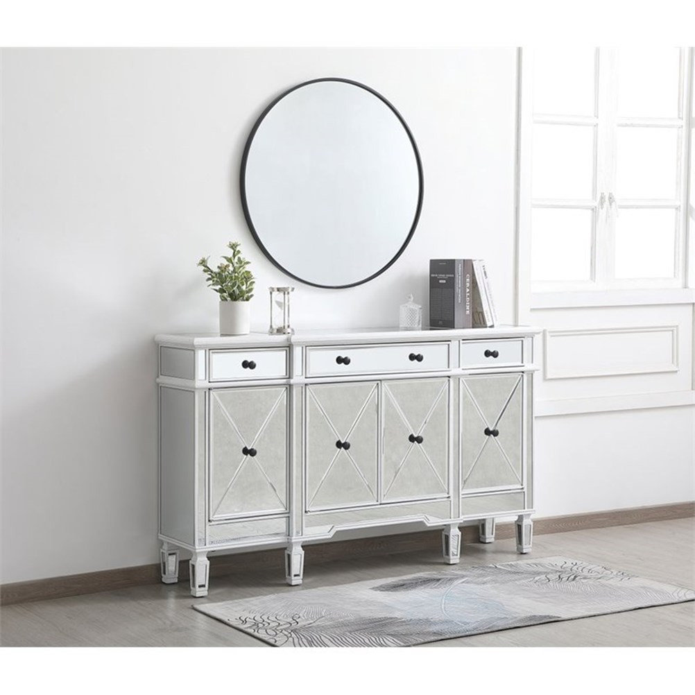 Elegant Decor Contempo 60" MDF and Metal Mirrored Credenza in Antique ...