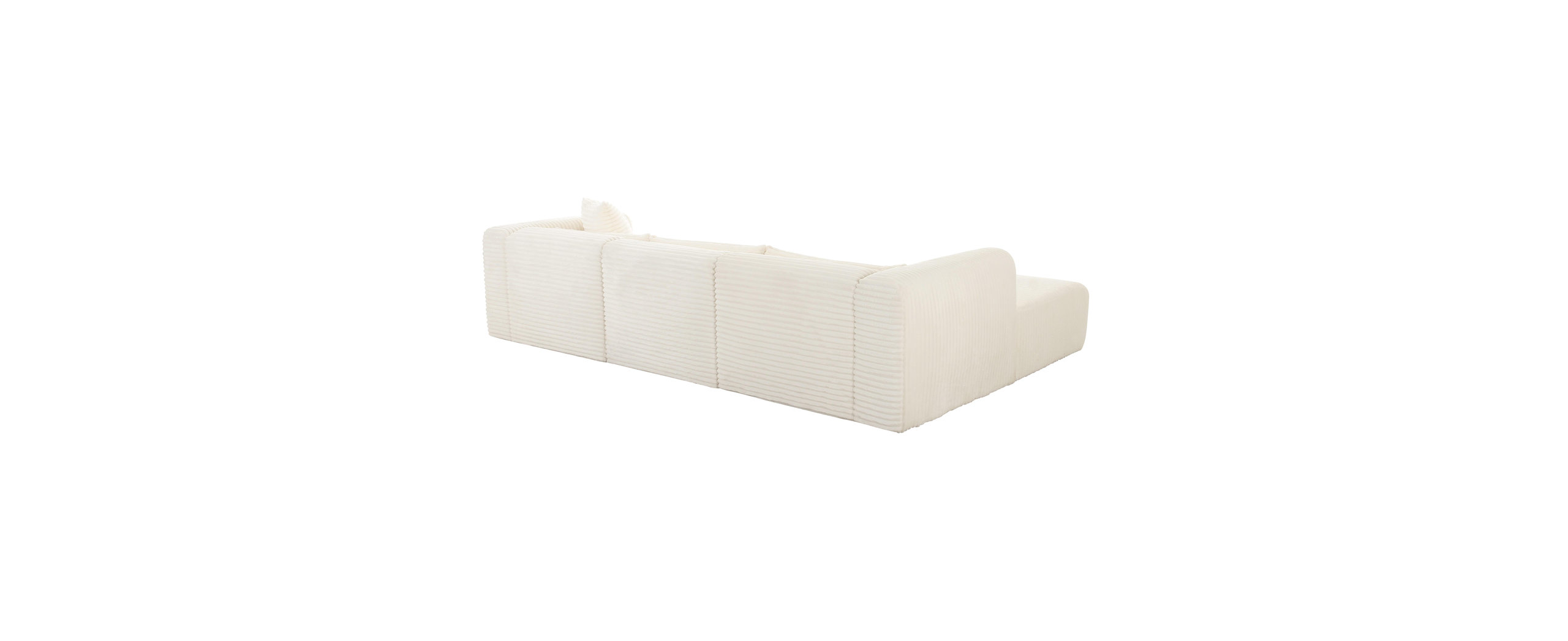 Tarra Fluffy Oversized Cream Corduroy Modular LAF Sectional - Cream ...