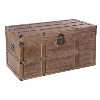 Rustic Wooden Storage Trunk with Lockable Latch, Rectangular Brown ...