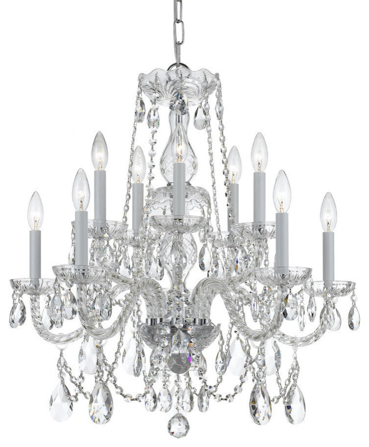 Crystorama 10-Light Clear Swarovski Spectra Crystal Chrome Chandelier ...