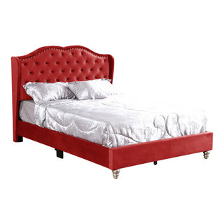 Joy Jeweled Cherry Tufted King Panel Bed - Eclectic - Panel Beds - by ...