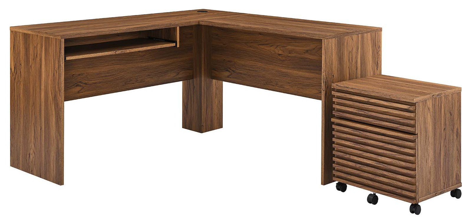 Render Wood Desk and File Cabinet Set, Walnut - Transitional - Desks ...