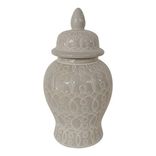 10" Temple Jar, Ivory - Asian - Decorative Jars And Urns - by PARMA ...
