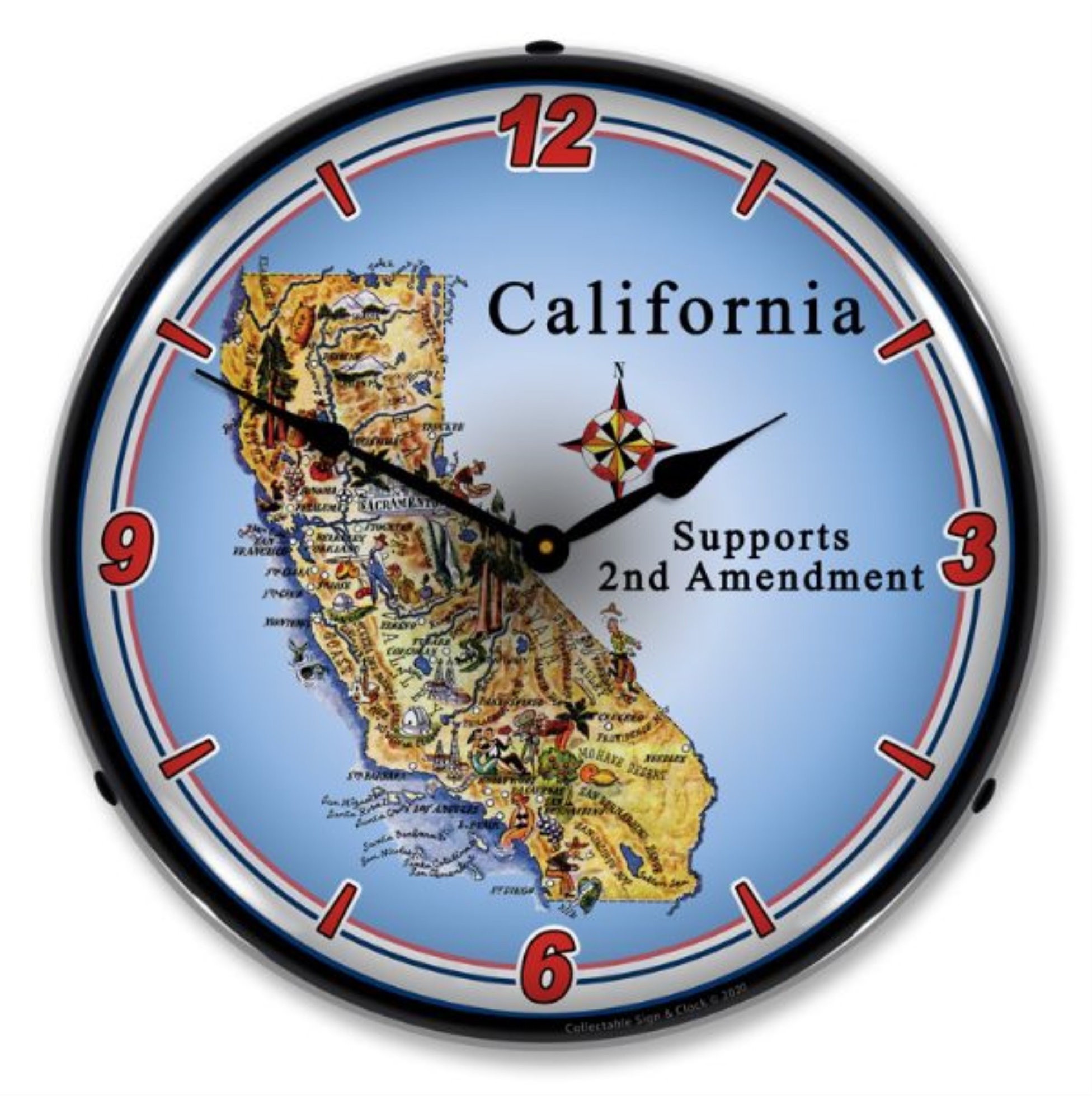 N20031028 California Supports the 2nd Amendment Clock - Contemporary - Wall Clocks - by ...