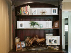 Advice for framing pictures in bookcase please | Houzz Forum