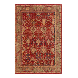 Boho Chic Ziegler Genie Red Olive Green Hand-Knotted Wool Rug - 8'11 ...
