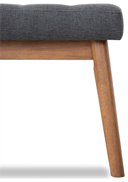 Pemberly Row Mid-Century Modern Fabric Bench in Gray - Midcentury ...