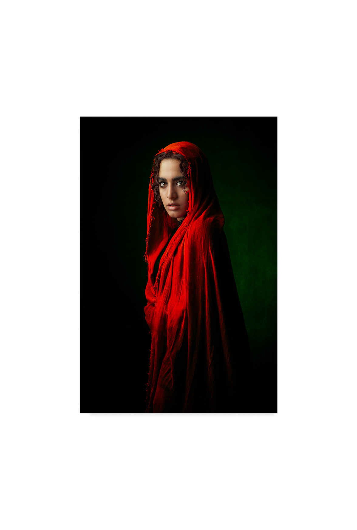 Mehdi Mokhtari 'Red Shawl Portrait' Canvas Art, 19"x12" - Contemporary ...