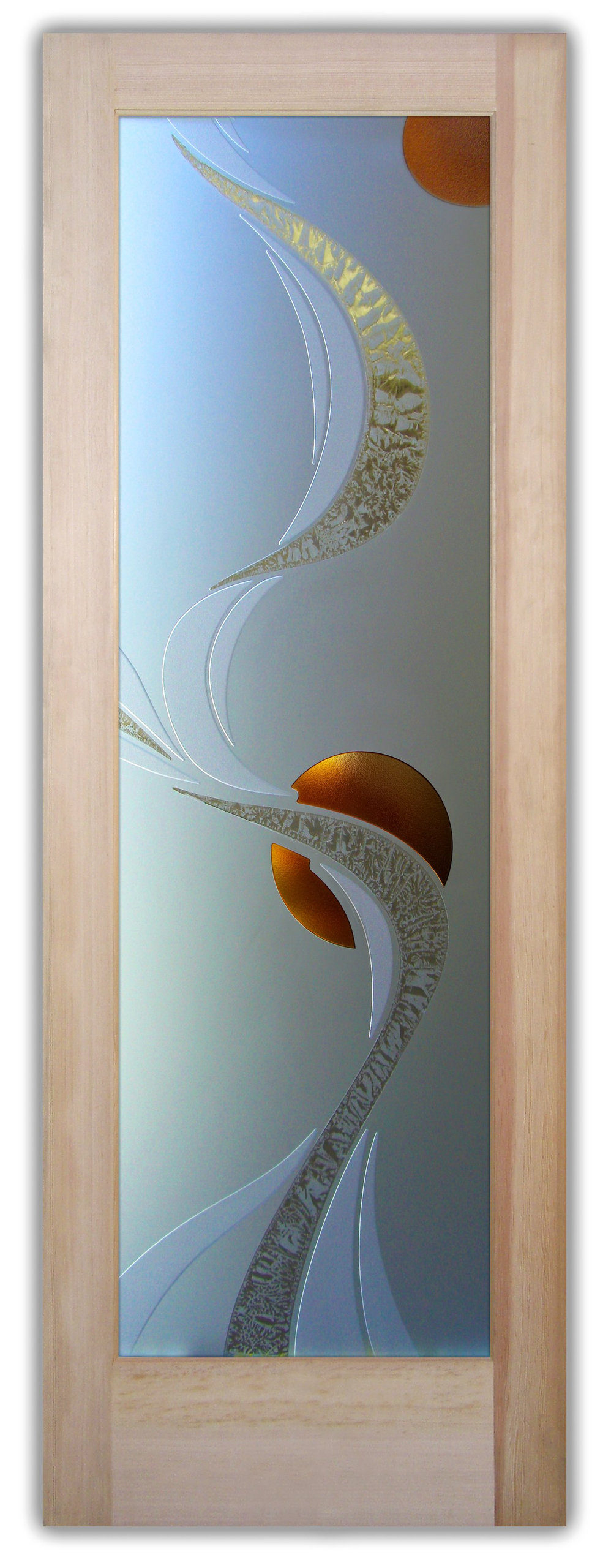 Front Doors - Ribbon Reflection Moons Frosted Glass Design - 30" x 80 ...