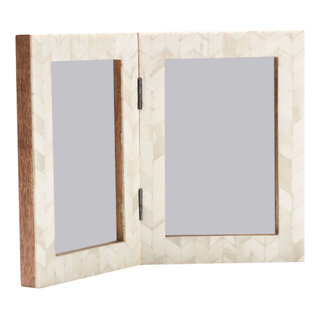 Artemis 4"x6" Double Picture Frame Handcrafted Bone - Transitional ...