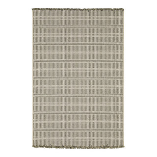 Genoa Geometric Lines Beige/ Black Flatwoven Indoor-Outdoor Area Rug, 7 ...