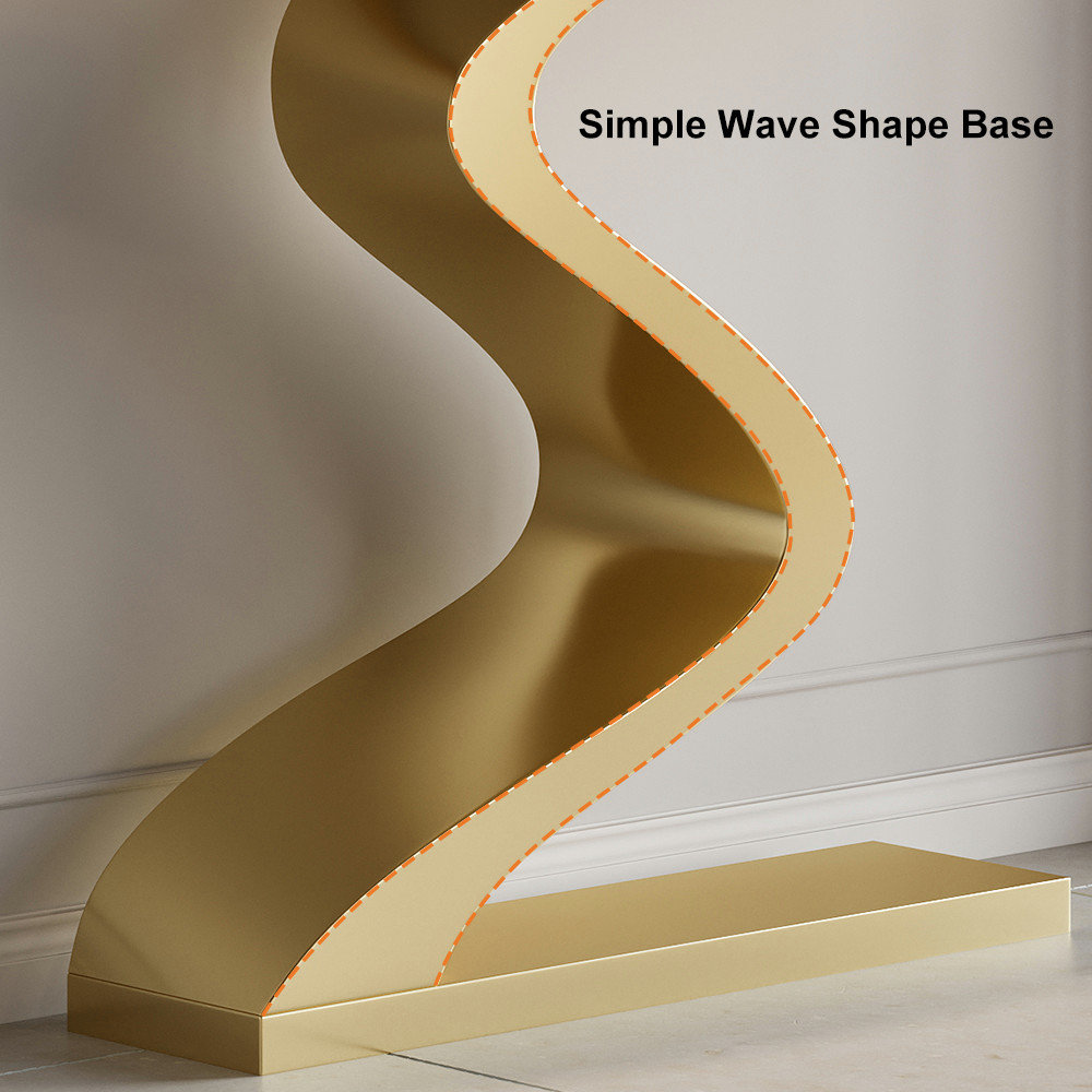 39.4" White/Gold Curved Console Table With Sintered Stone Top Half Moon ...