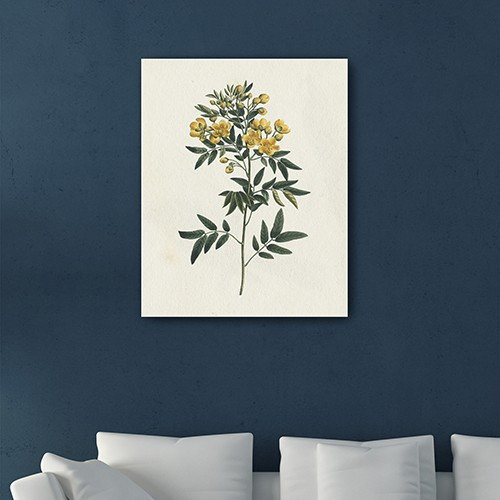 20" Singular Yellow Blossom Branch Canvas Wall Art - Contemporary ...