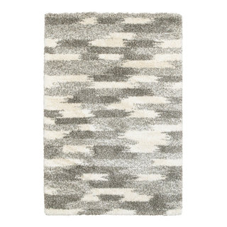 5' X 8' Gray And Ivory Geometric Pattern Area Rug - Contemporary - Area ...