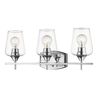 Joliet 3 Light Vanity in Chrome with Clear Glass Shade - Transitional ...
