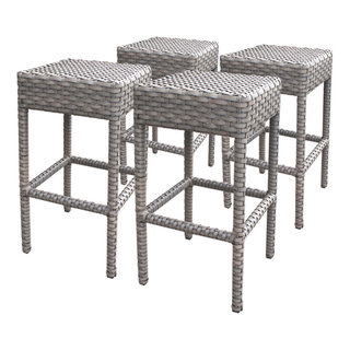 4 Monterey Backless Barstools Grey Stone - Tropical - Outdoor Bar ...