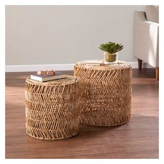 Veronica Water Hyacinth Nesting Tables 2-Piece Set - Beach Style ...