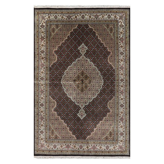 6x10 Wool & Silk Tabriz Rug, W1078, 6' 5" x 10' 0" - Traditional - Area ...