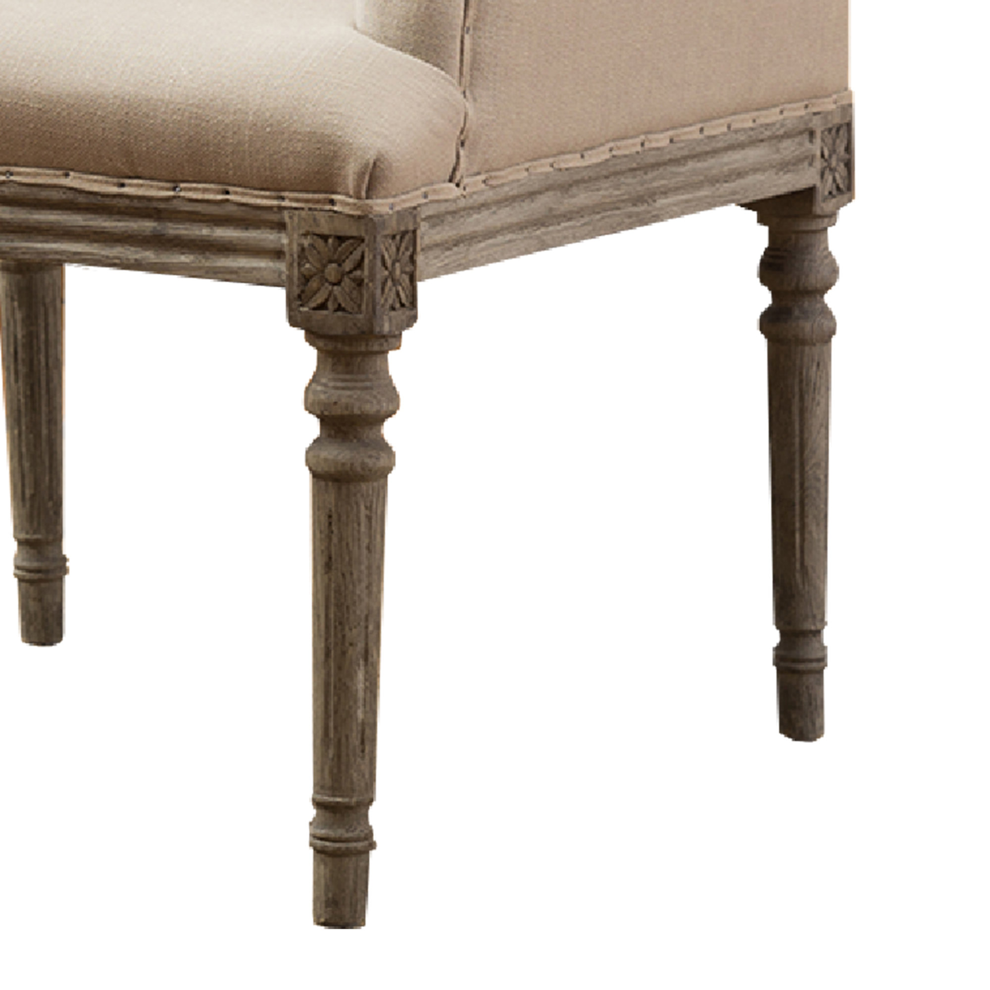 Fabric Upholstered Arm Chair with Button Tufted Back, Cream and Brown ...