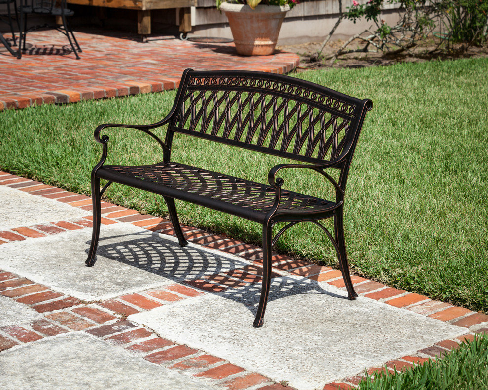 Simone Cast-Aluminum Patio Bench - Traditional - Outdoor Benches - by ...