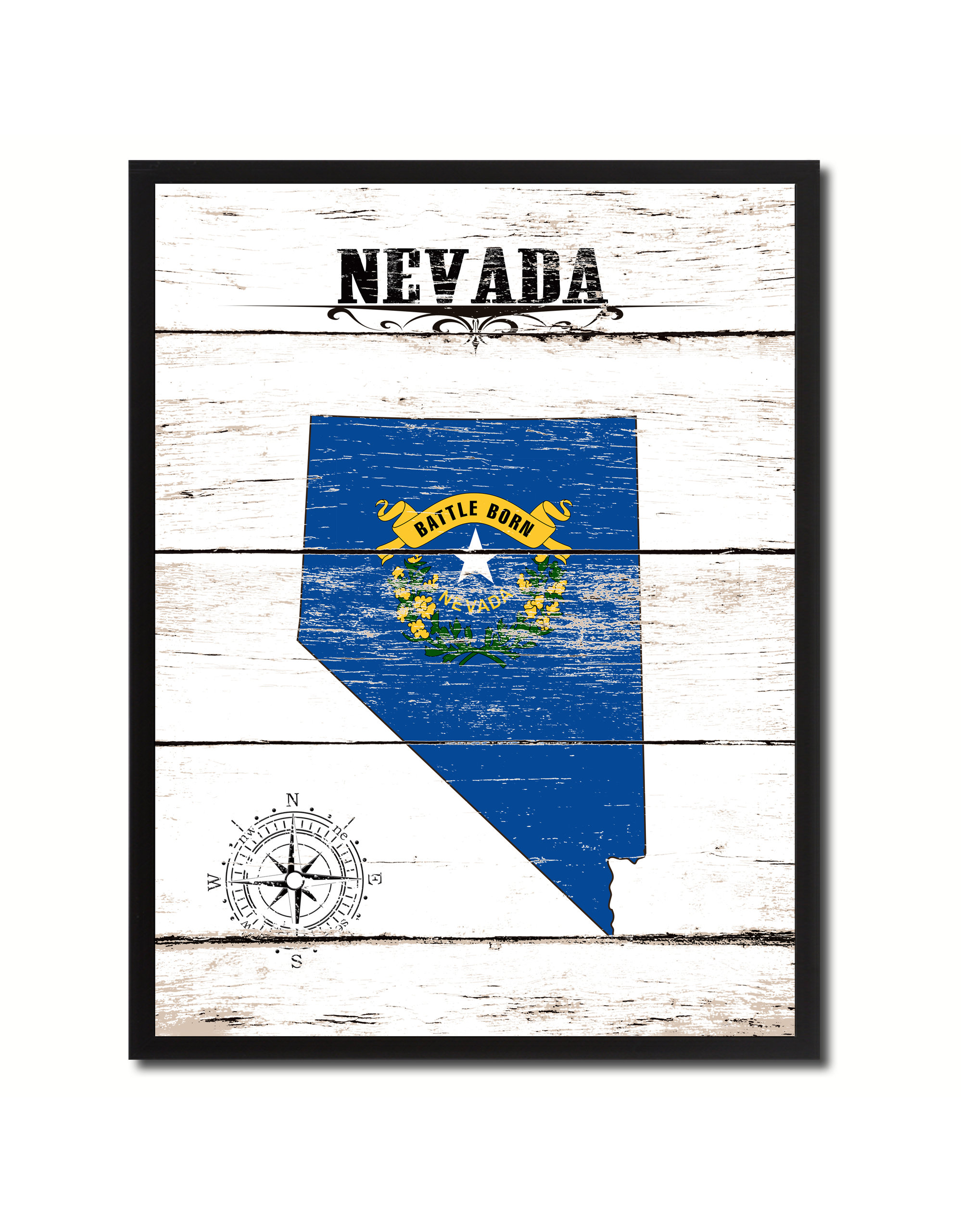 Nevada State Flag Canvas, 28"x37", 13"x17" - Contemporary - Prints And ...