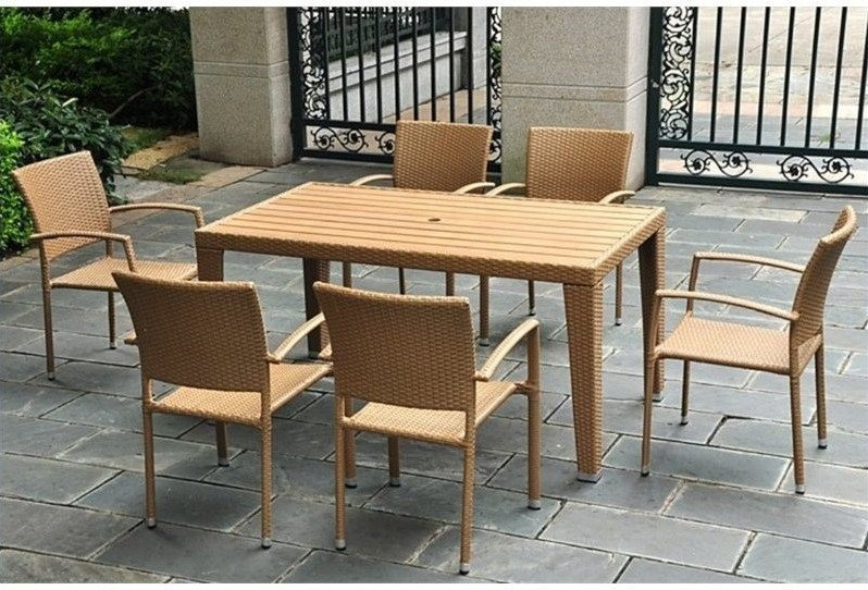 International Caravan Barcelona 7 Piece Patio Dining Set in Honey ...