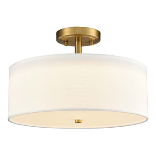 Drum Shade Semi Flush Mount Ceiling Light Brass LED Ceiling Light ...