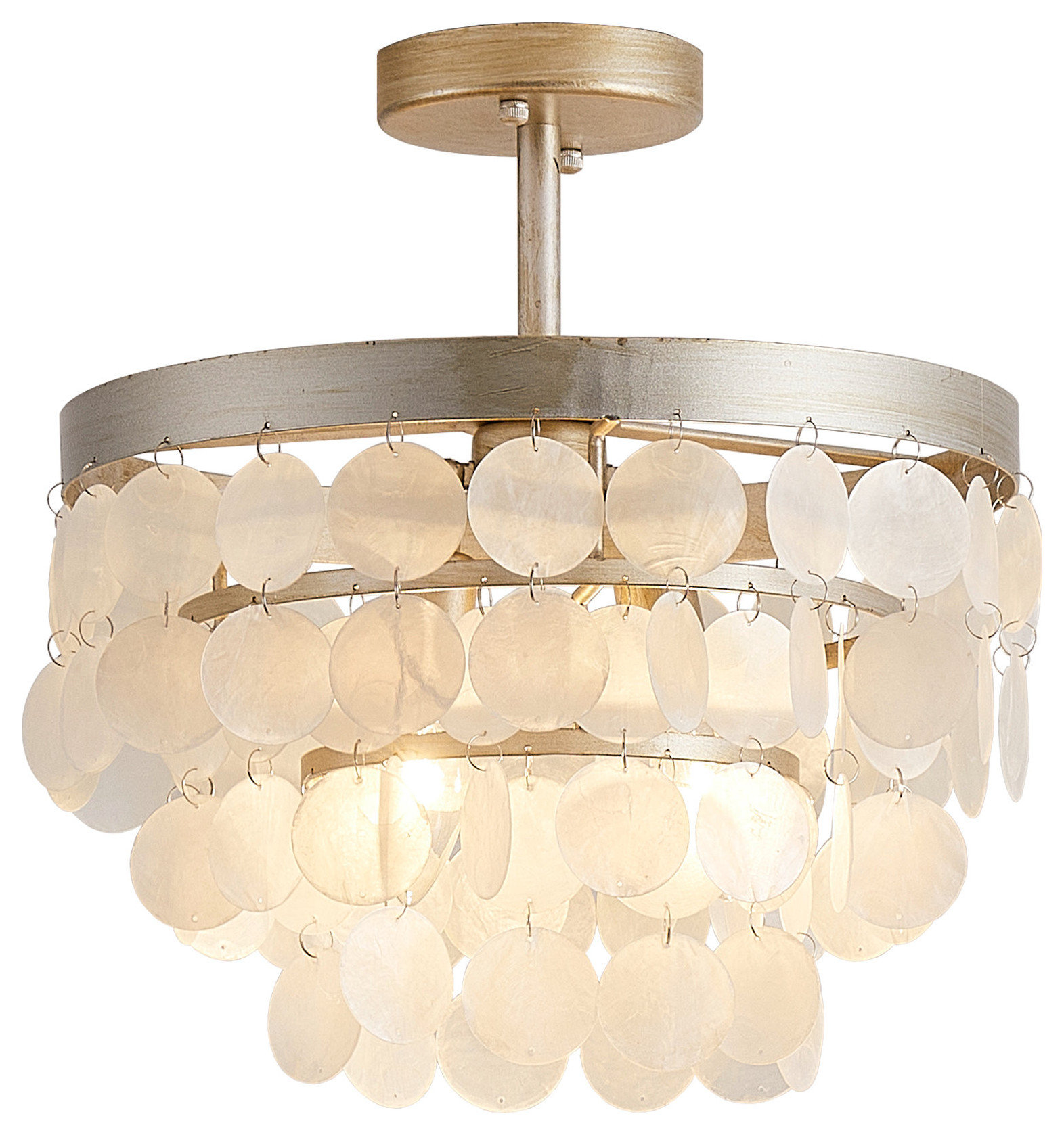 13.77 in 2-Light Farmhouse Shell Flush Mount Ceiling Lighting - Beach ...
