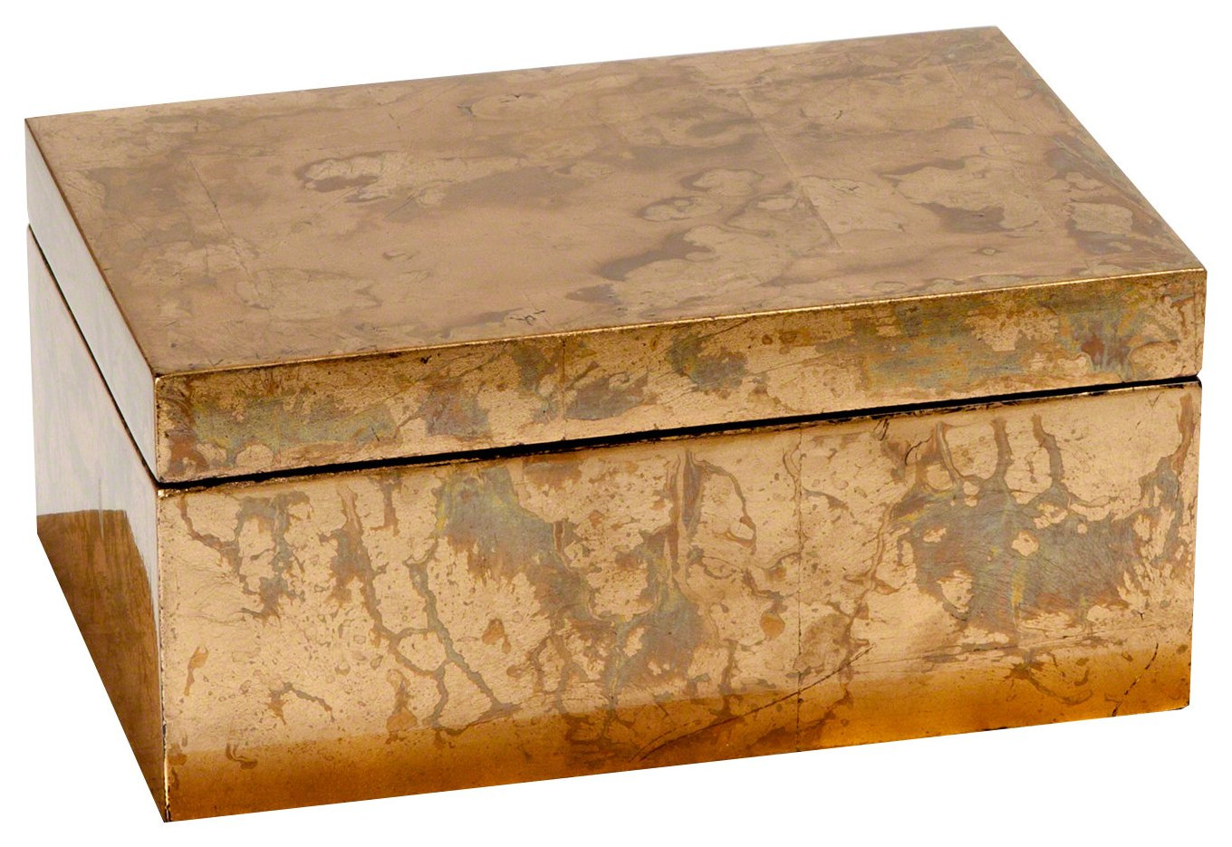 Luxe Lacquered Gold Leaf Decorative Box 11", Metallic Trinket Simple ...