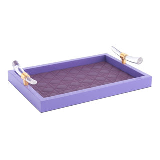 Modern Contemporary Decorative Boxe Tray Decor, Purple, Wood, Lounge ...