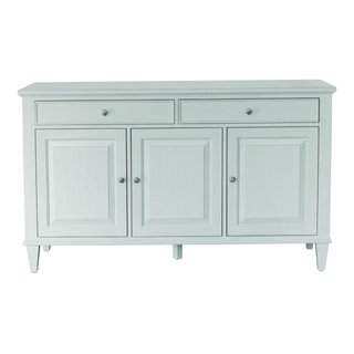 Contemporary White Sideboard with Framed Doors and Two Upper Drawers ...