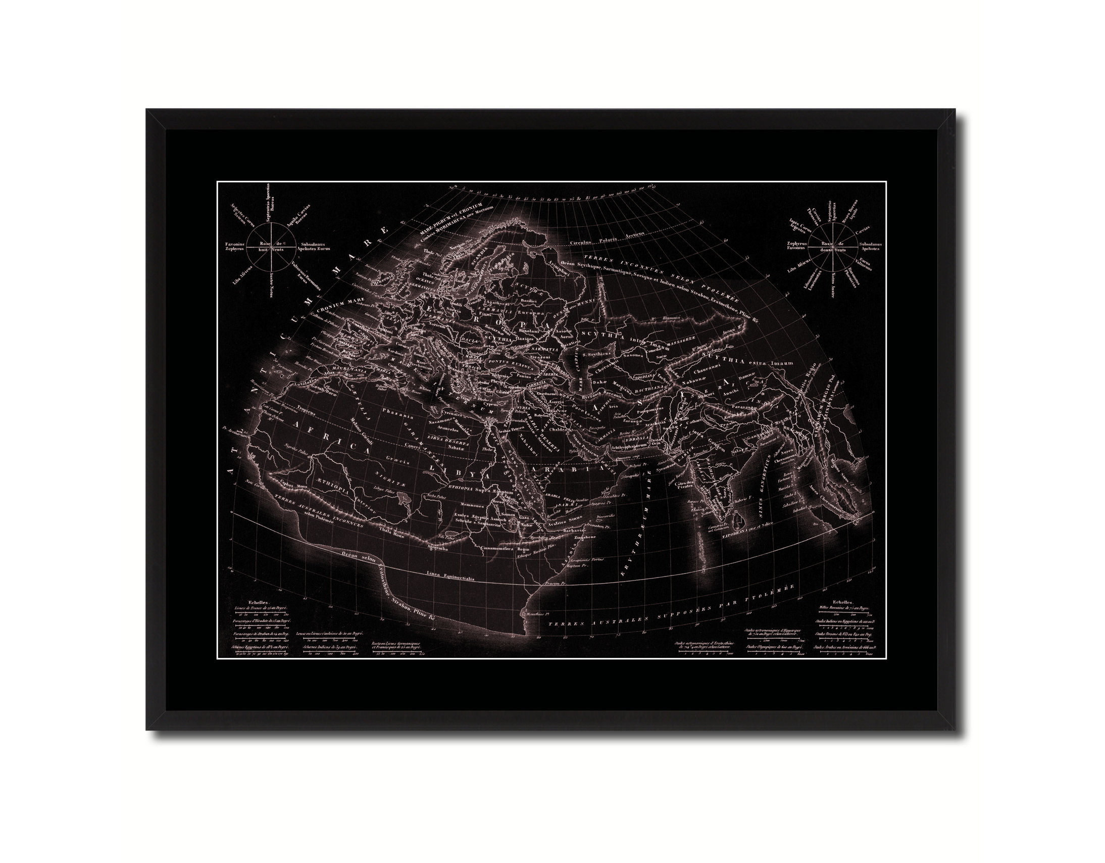 World In The Time Of Ptolomy Vintage Vivid Sepia Map Canvas, 28"x37" - Contemporary - Prints And ...