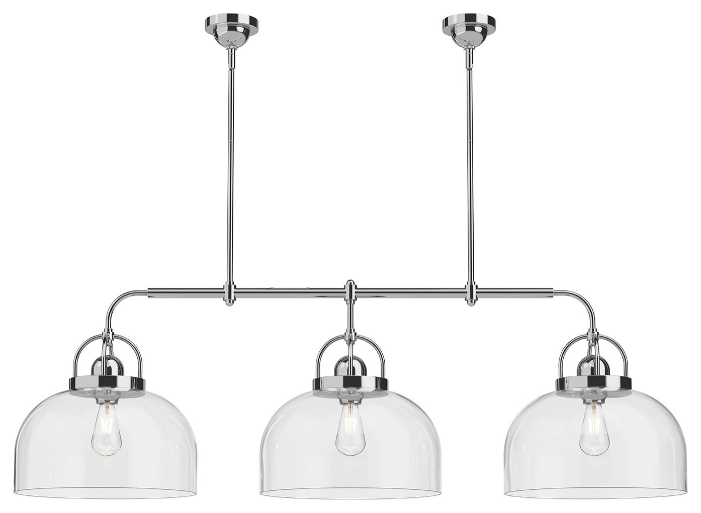 Lancaster 3-Head 55" Linear Pendant Chrome E26 60Wx3, L55" x W15" x H17 ...