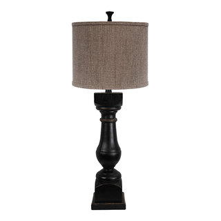 Rustic Maple Brown Herringbone Tweed Table Lamp - Traditional - Table ...