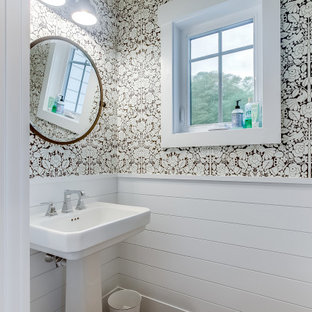 75 Beautiful Shiplap Wall Powder Room Pictures & Ideas | Houzz