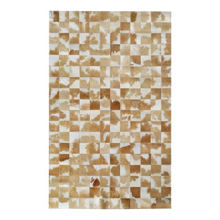 Cowhide Patchwork Rug, Beige Tones - Squares, 9x11 - Contemporary ...