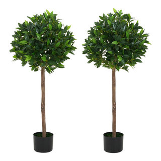 GDF Studio Dylan 4.1 Artificial Topiary Bay Tree Ball With Pot, Set of ...