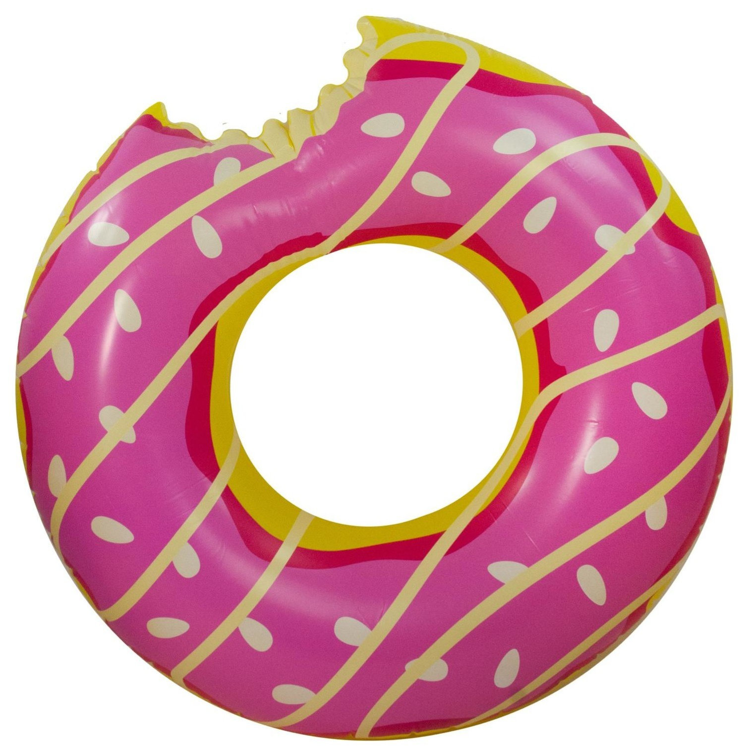 49" Jumbo Pink Frosted Bitten Doughnut Inflatable Inner Tube Pool Ring ...