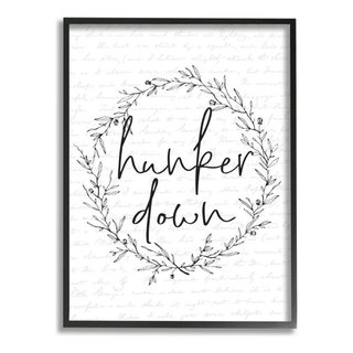 Hunker Down Phrase Spring Wreath Design Black White, 1-Piece, 24x30, 11 ...