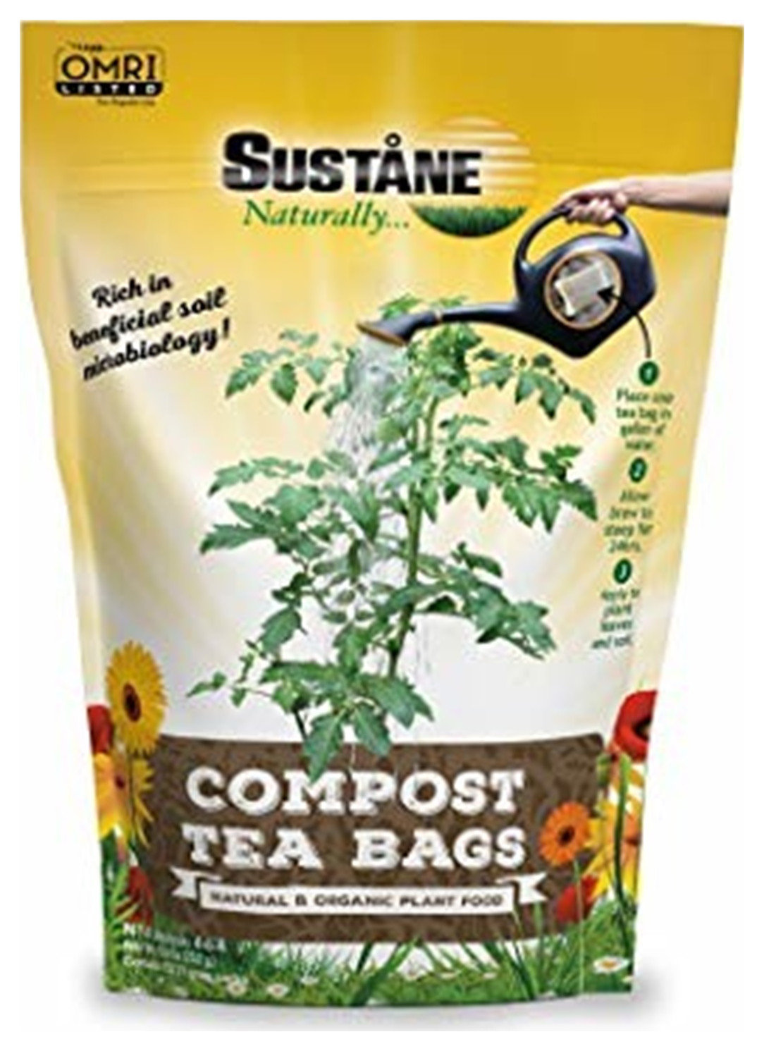 Sustane Compost Organic Tea Bags Plant Fertilizer, 12 Count Per Bag ...