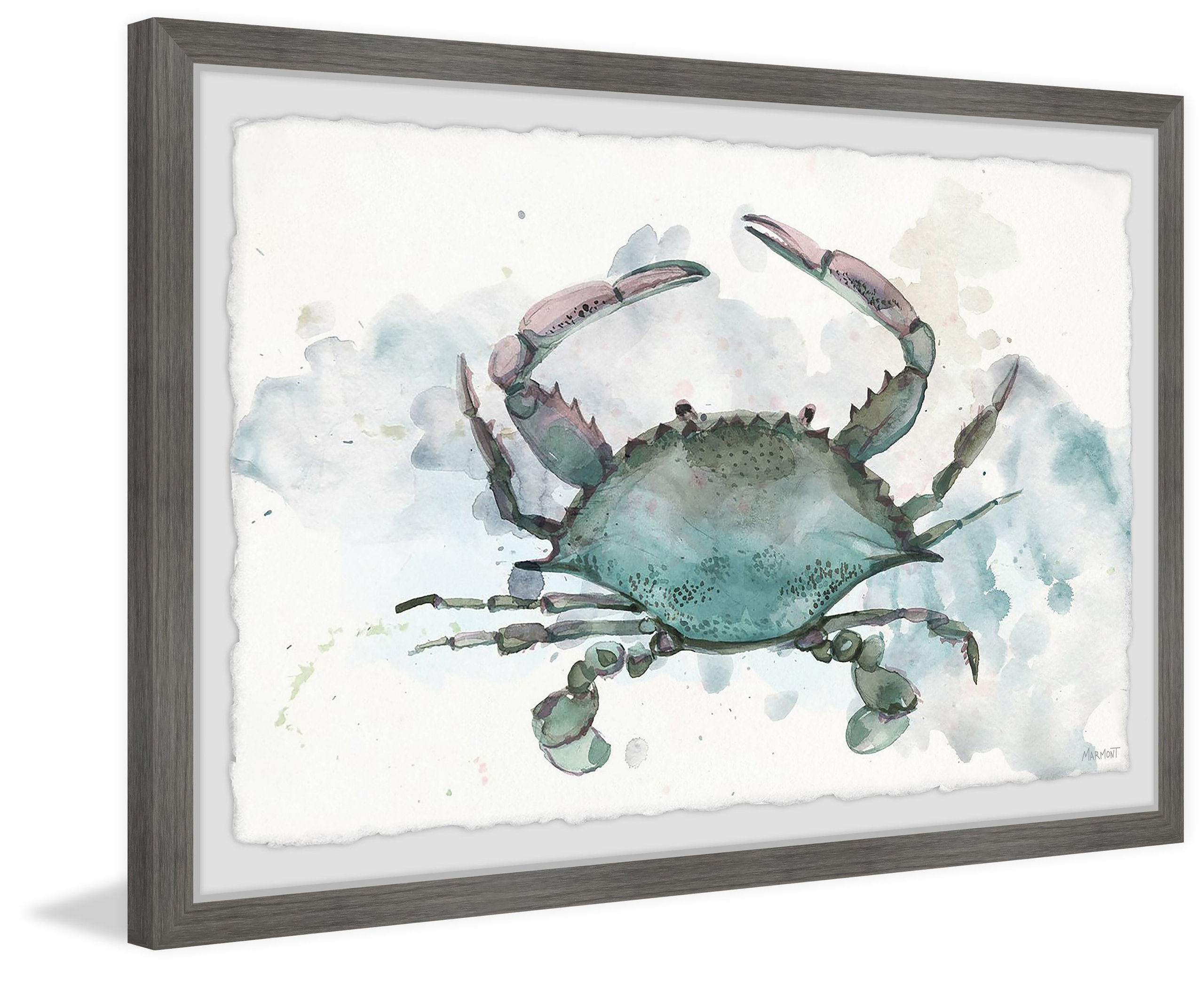"Crabby" Framed Painting Print, 18"x12" - Beach Style - Prints And ...